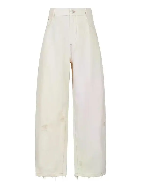 CROQUIS Distressed Curved-leg Trousers - Neutrals