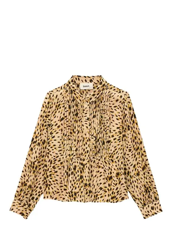 Ba&sh Pleated Animal-print Shirt - Neutrals