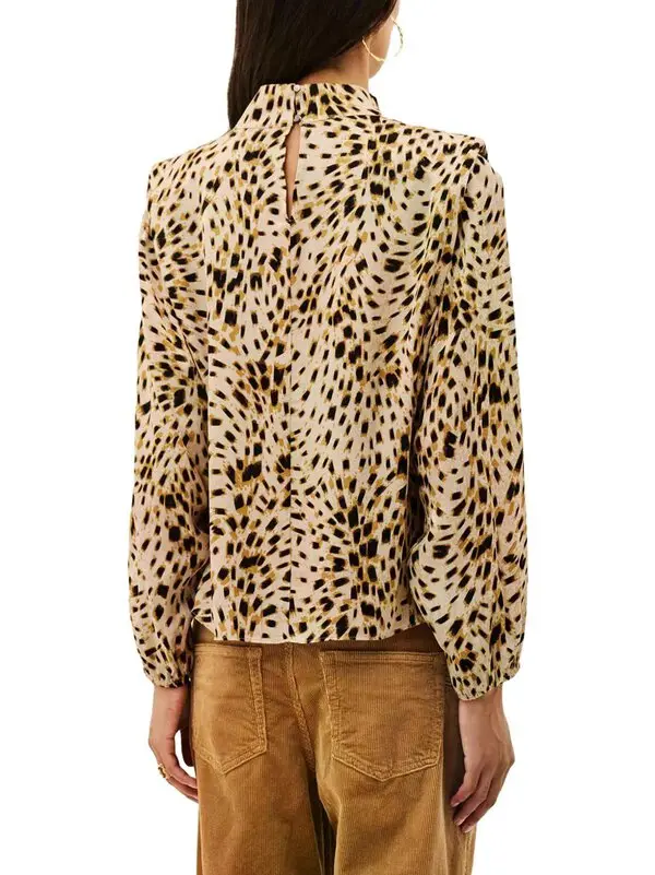 Ba&sh Animal Print High Neck Blouse - Neutrals