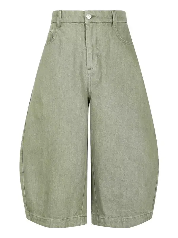 CROQUIS Curved Leg Cropped Jeans - Green