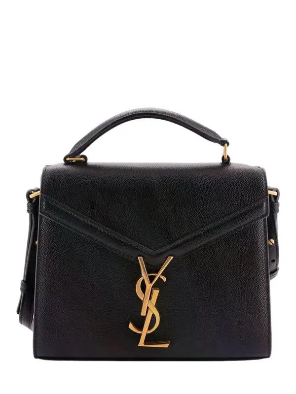 Saint Laurent Cassandra Top Handle Bag Leather Mini Shoulder Bag - Black