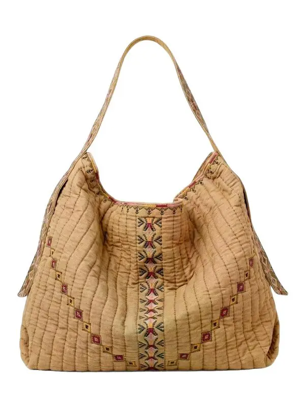 Ba&sh Large Lenny Embroidered Tote Bag - Neutrals