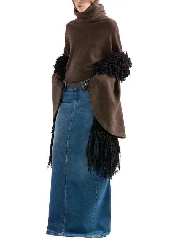 7 For All Mankind High-neck Shawl-sleeve Sweater - Brown
