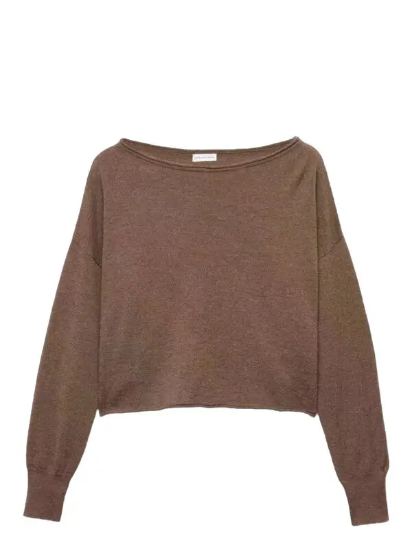 7 For All Mankind Boat-neck Cropped Sweater - Brown