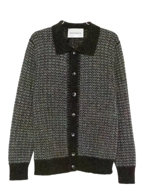 AMARANTO Patterned Knit Cardigan - Brown