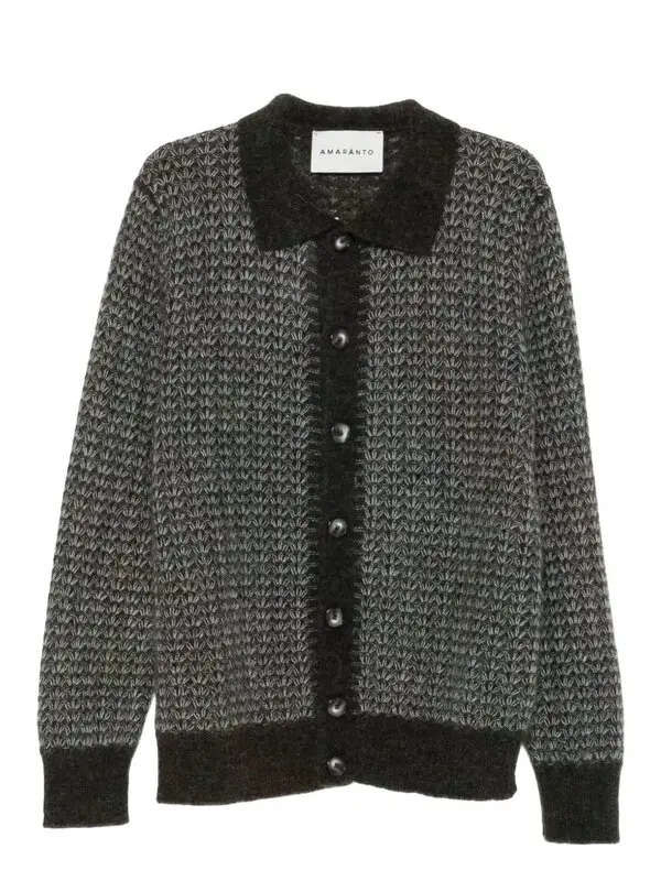 AMARANTO Patterned Knit Cardigan - Brown