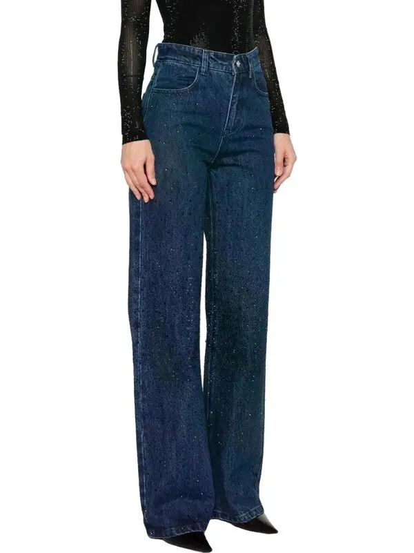 TWENTY FOURHAITCH Crystal Embellished Wide-leg Jeans - Blue