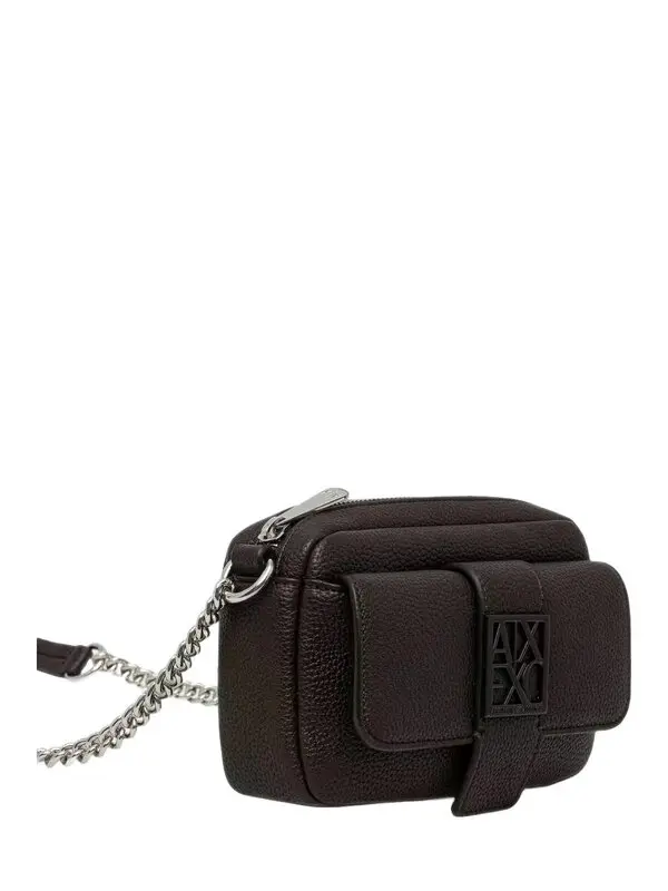 Armani Exchange Logo Plaque Pebbled Crossbody Bag - Brown