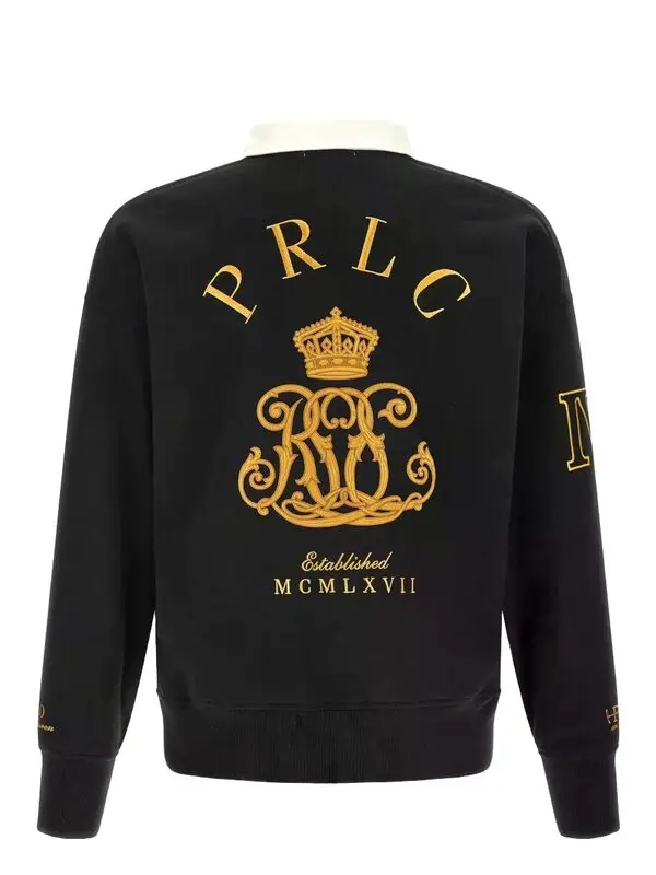 Polo Ralph Lauren Relaxed Fit Big Pony Rugby Sweatshirt Polo Shirt - Black