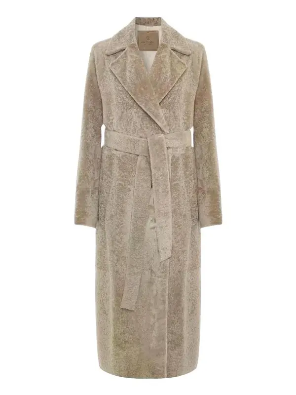 BIGARDINI Estelle Belted Shearling Coat - Neutrals