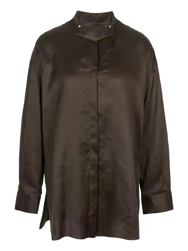 LESS Collar-panel Long-sleeved Shirt - Brown