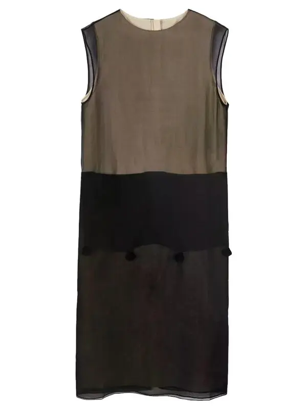 LESS Double-layer Silk Midi Dress - Black