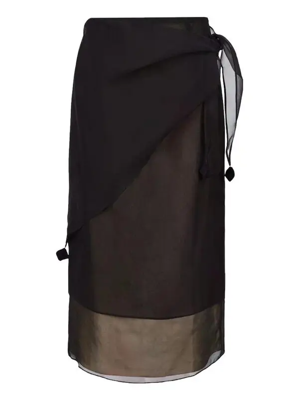 LESS Organza H-silhouette Midi Skirt - Black