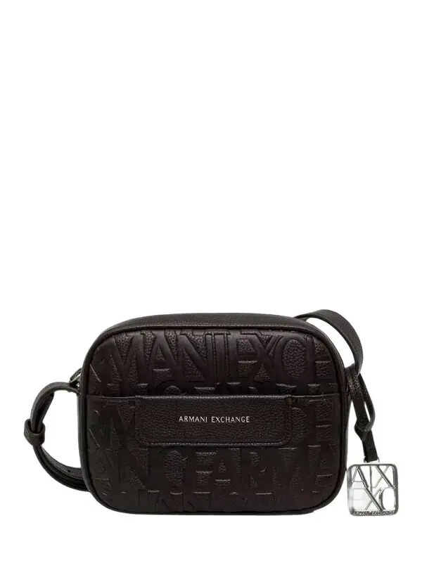 Armani Exchange Embossed Logo Leather Crossbody Bag - Brown