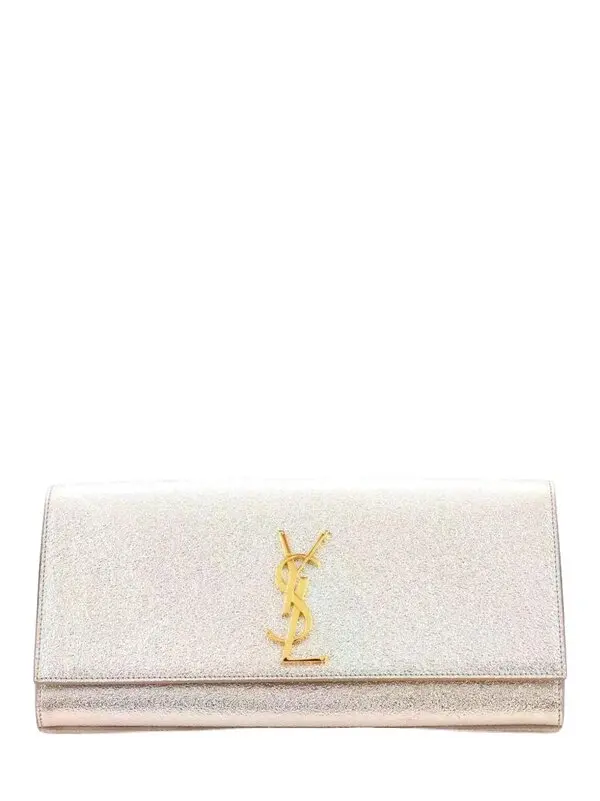 Saint Laurent Classic Monogram Clutch Bag - Silver