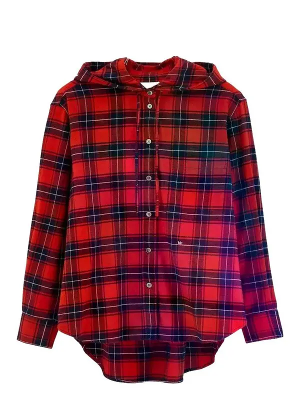 BELLEROSE Check Hooded Shirt - Red