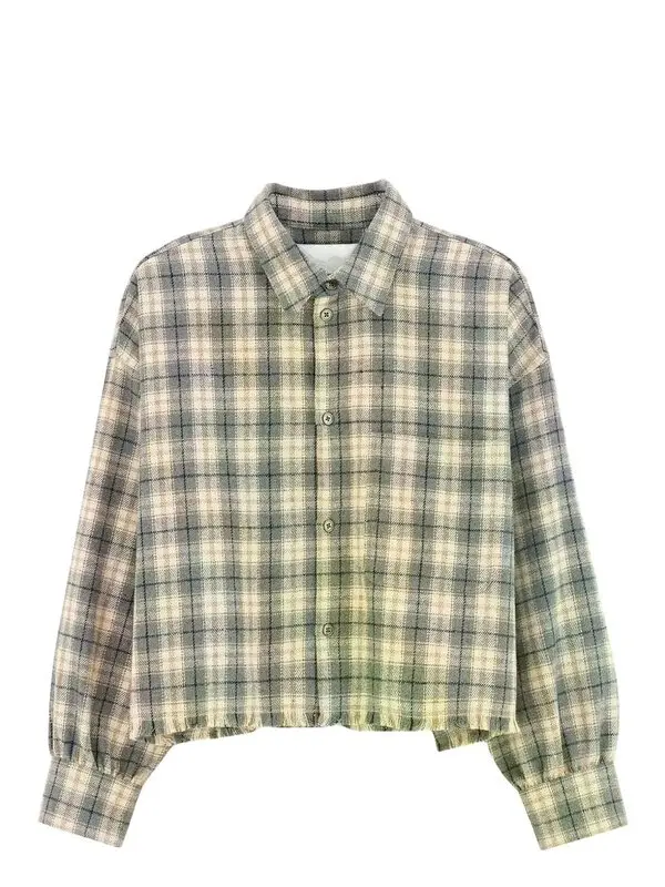 BELLEROSE Jonnie Check Frayed-hem Shirt - Grey