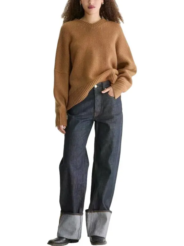 BELLEROSE V-neck Dropped-shoulder Sweater - Brown