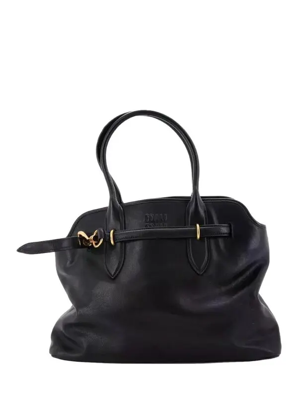 Miu Miu Leather Tote Shoulder Bag - Black