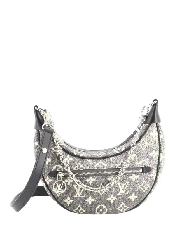 LOUIS VUITTON Monogram Jacquard Denim Loop Hobo Bag - Black