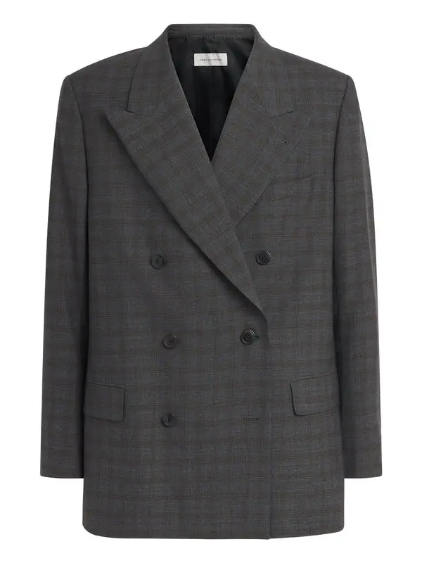 Dries Van Noten Wool Check Double-breasted Blazer - Brown