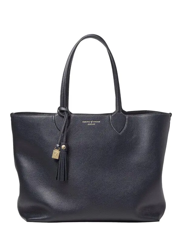 ASPINAL OF LONDON Leather Hudson Tote Bag - Navy