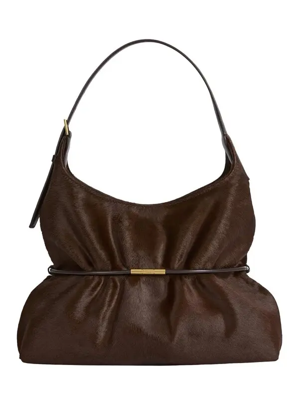 Balmain Medium Pony Hair Sphynx Shoulder Bag - Brown
