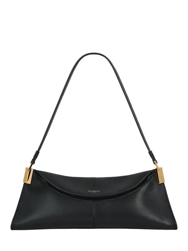 Balmain 64-83 Small Leather Shoulder Bag - Black