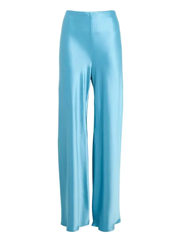 LESET Satin Barb Wide-leg Trousers - Blue