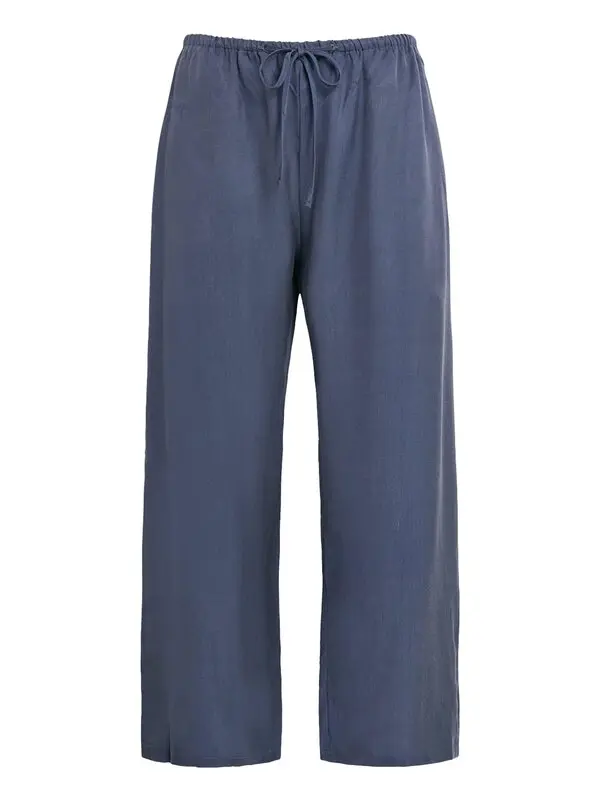LESET Kim Drawstring Wide Leg Trousers - Blue
