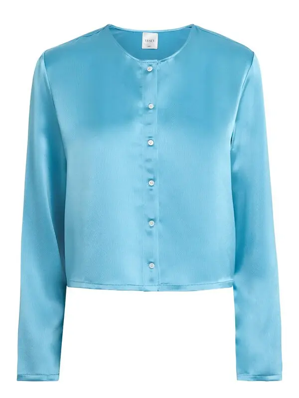 LESET Satin Barb Cardigan - Blue