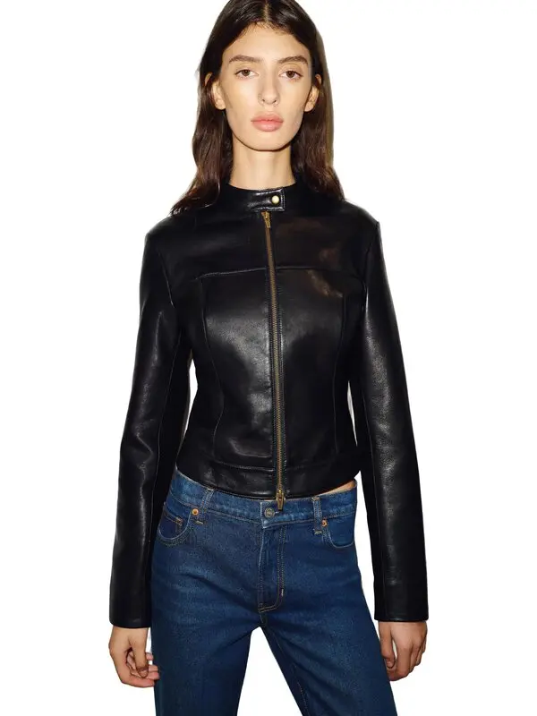 REFORMATION Veda Maire Leather Jacket - Black