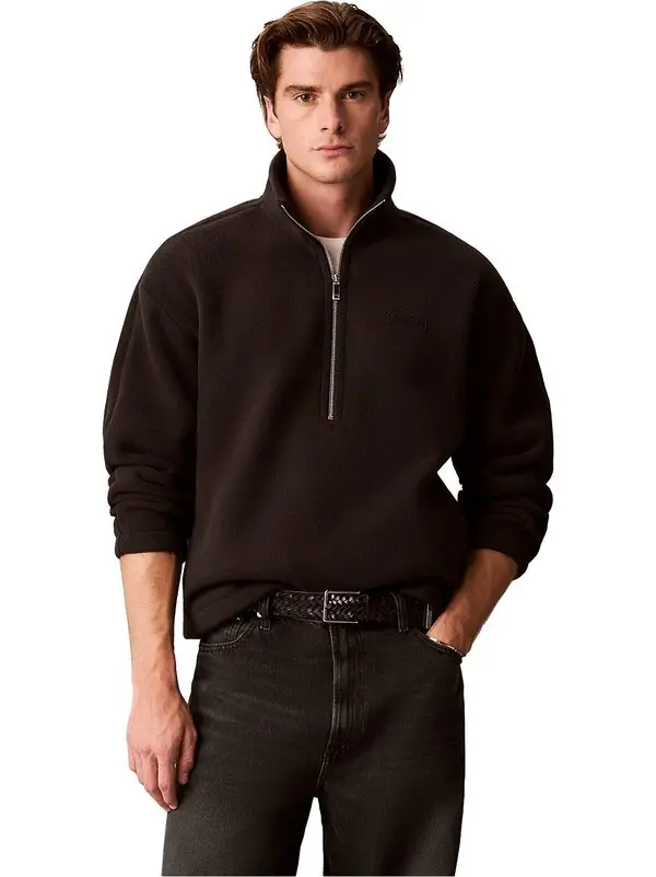 Calvin Klein Fleece Quarter Zip Pullover - Black