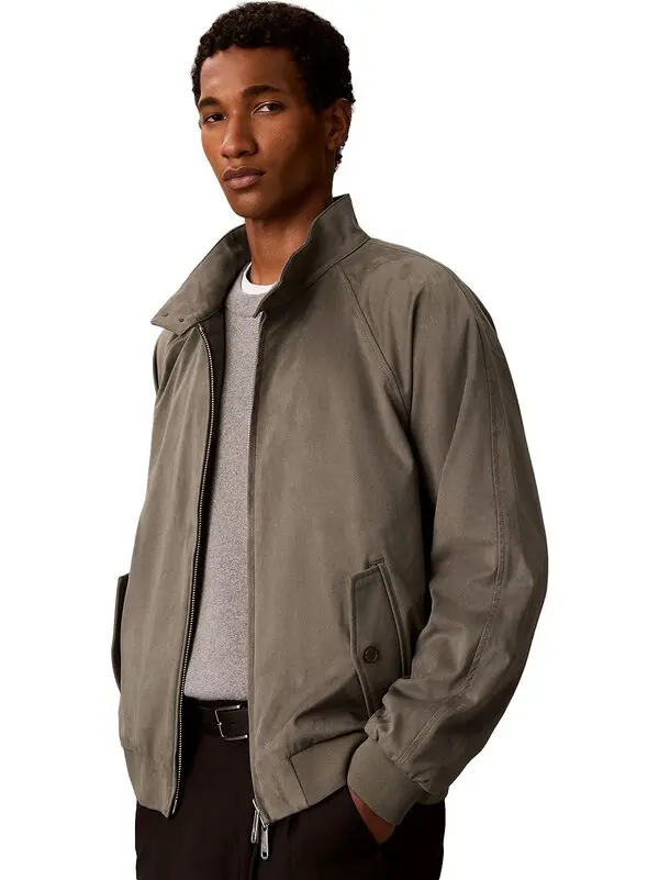 Calvin Klein Faux Suede Raglan Zip-up Jacket - Olive Tree