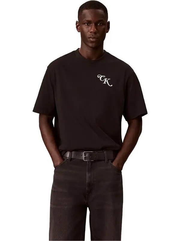 Calvin Klein Relaxed Block Script Logo Tee - Black
