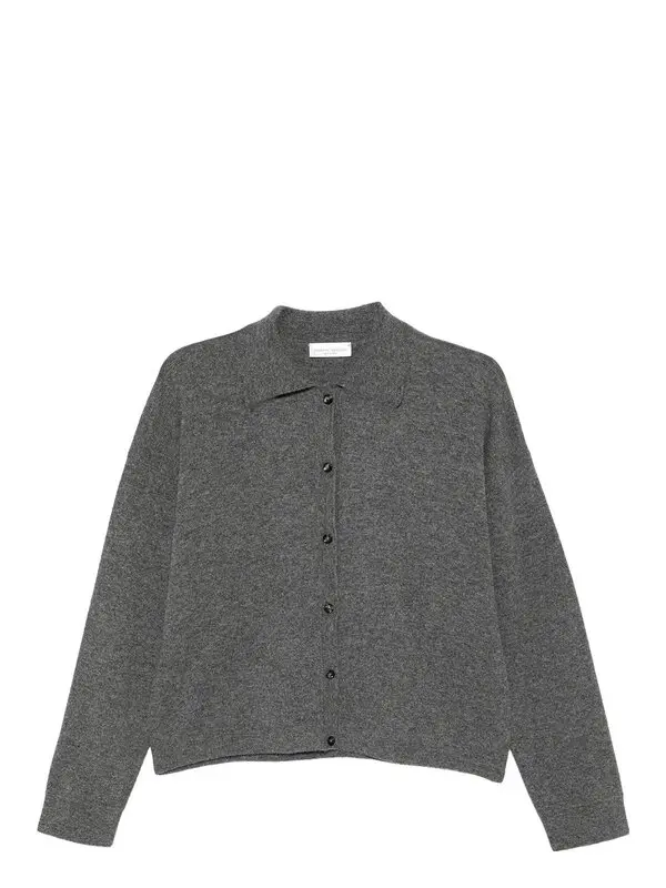 ROBERTO COLLINA Superfine Merino Wool Cardigan With Polo Collar - Grey