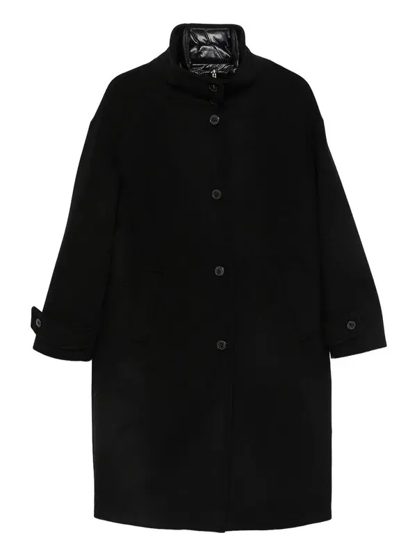Herno Wool Blend Padded Lined Coat - Black