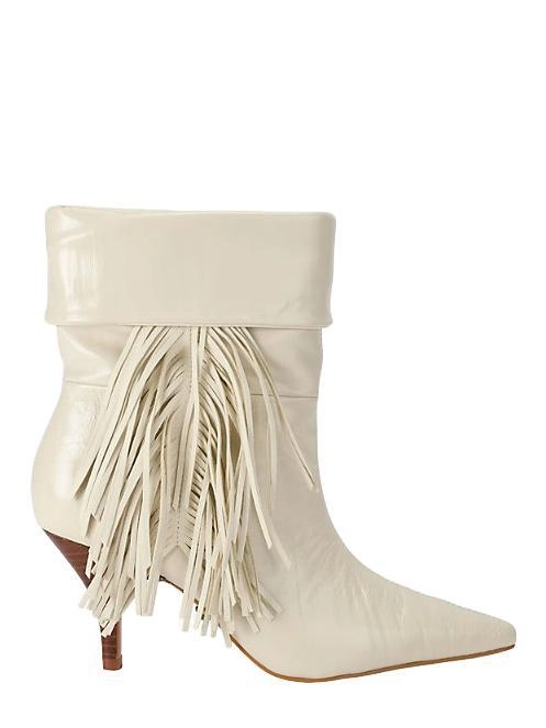 Kurt Geiger Piccadilly Slouch Leather Boots With Tassel Detail - Bone