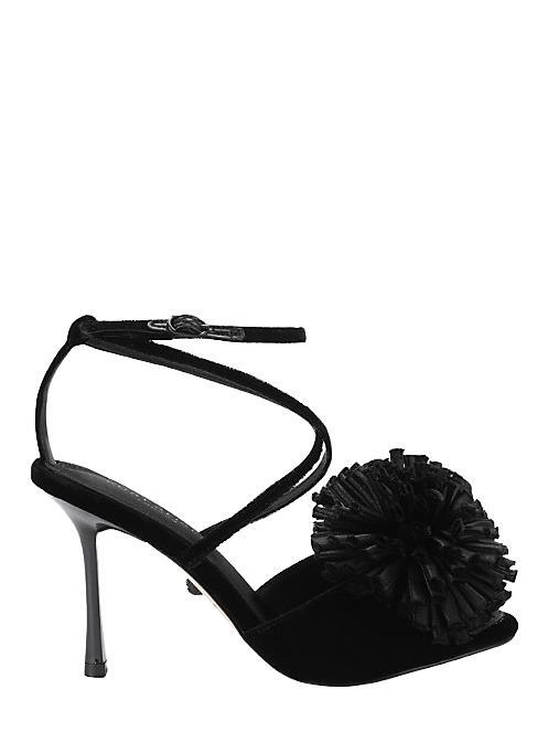 Kurt Geiger Velvet Pom Heeled Sandals - Black