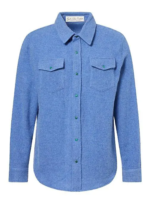 GODS TRUE CASHMERE Gemstone-embellished Cashmere Shirt - Denim
