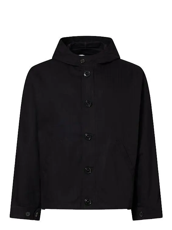 PALMES Hooded Herringbone Cotton Jacket - Black