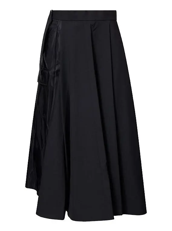 Sacai Woven Midi Skirt With Contrast Paneling - Black