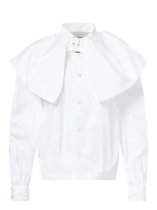 Noir Kei Ninomiya Oversized Bow Stand-collar Woven Shirt - White