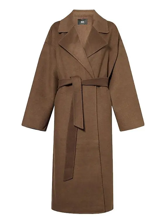 Paige Connery Longline Wool-blend Coat - Mushroom