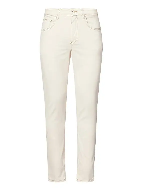 VINGT QUATRE Mid-rise Tapered-leg Cotton Trousers - Ivory