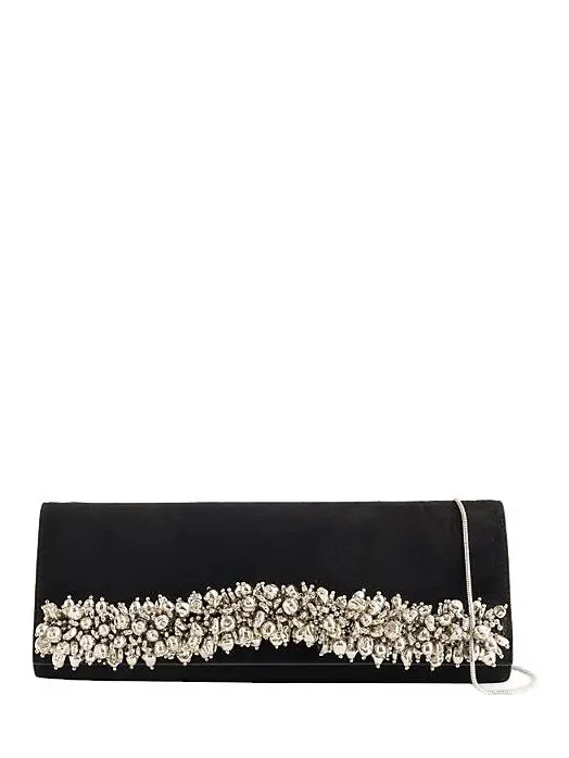 Simkhai Crystal And Suede Clutch - Black