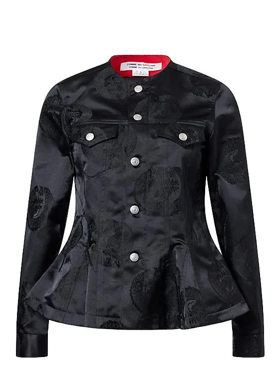 Comme Des Garçons Peplum Jacquard Woven Jacket - Black