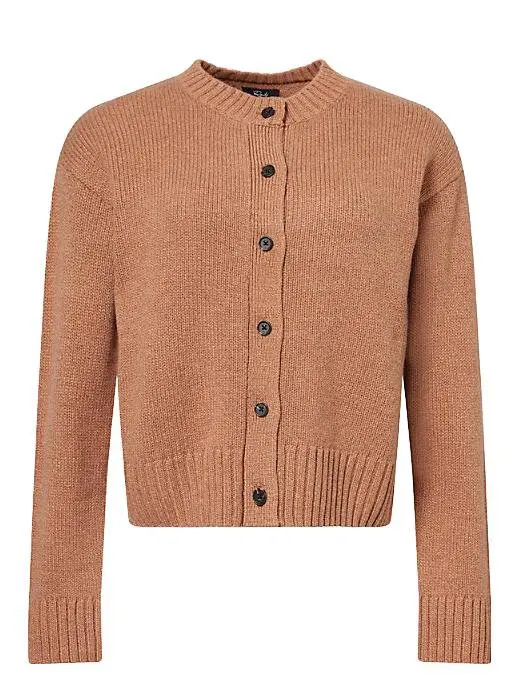 Rails Round Neck Wool, Cotton And Cashmere Cardigan - Heather Camel