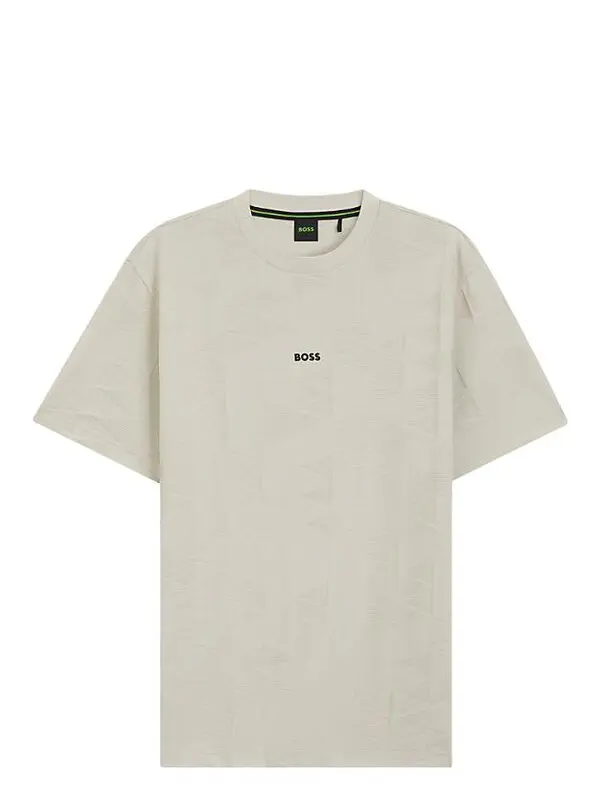 BOSS 3d-jacquard Pattern Logo Cotton-jersey T-shirt - Light Beige