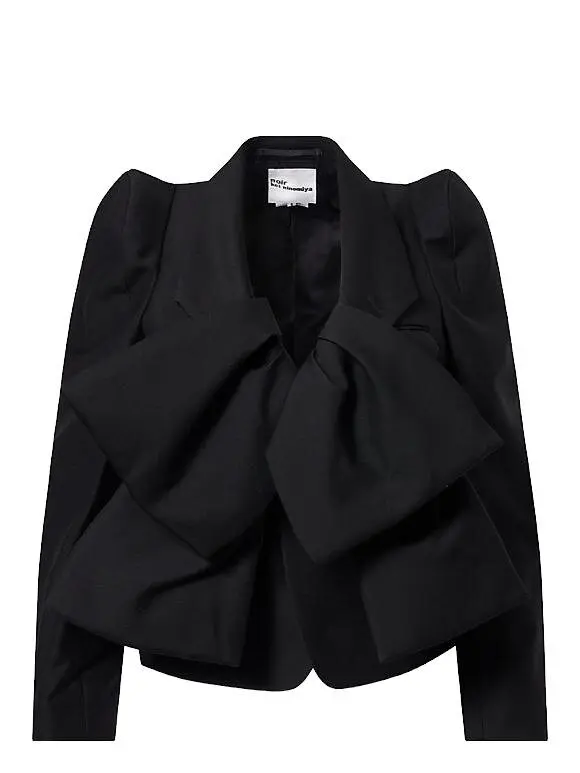 Noir Kei Ninomiya Oversized Bow Notch Lapel Wool Jacket - Black